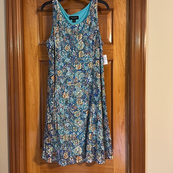 Perceptions | Dresses | Perceptions Aqua Print Dress With Aqua Shrug ...